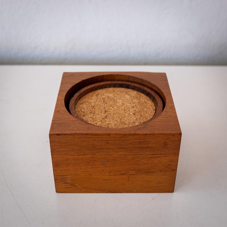 Mid-Century Danish Modern Teak Coaster Set at 1stDibs