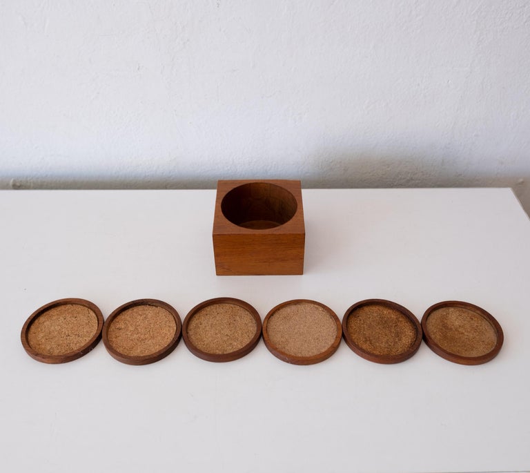 Mid-Century Danish Modern Teak Coaster Set at 1stDibs