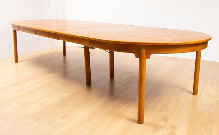 Midcentury Danish Oak Borge Mogensen Dining/Boardroom Table and Ten ...