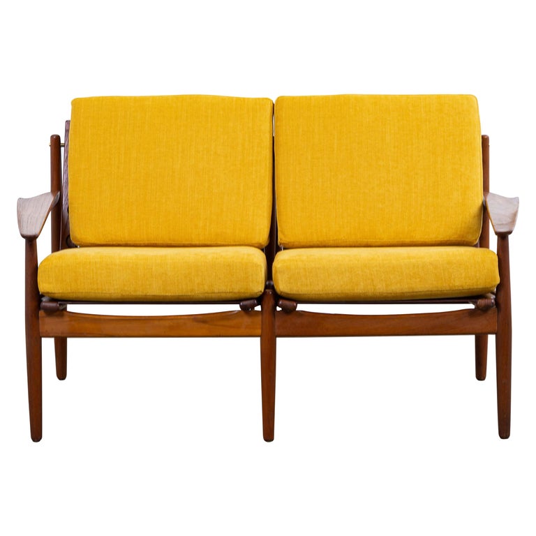 Midcentury Danish Sofa by Arne Vodder for Glostrup in Teak and Yellow ...