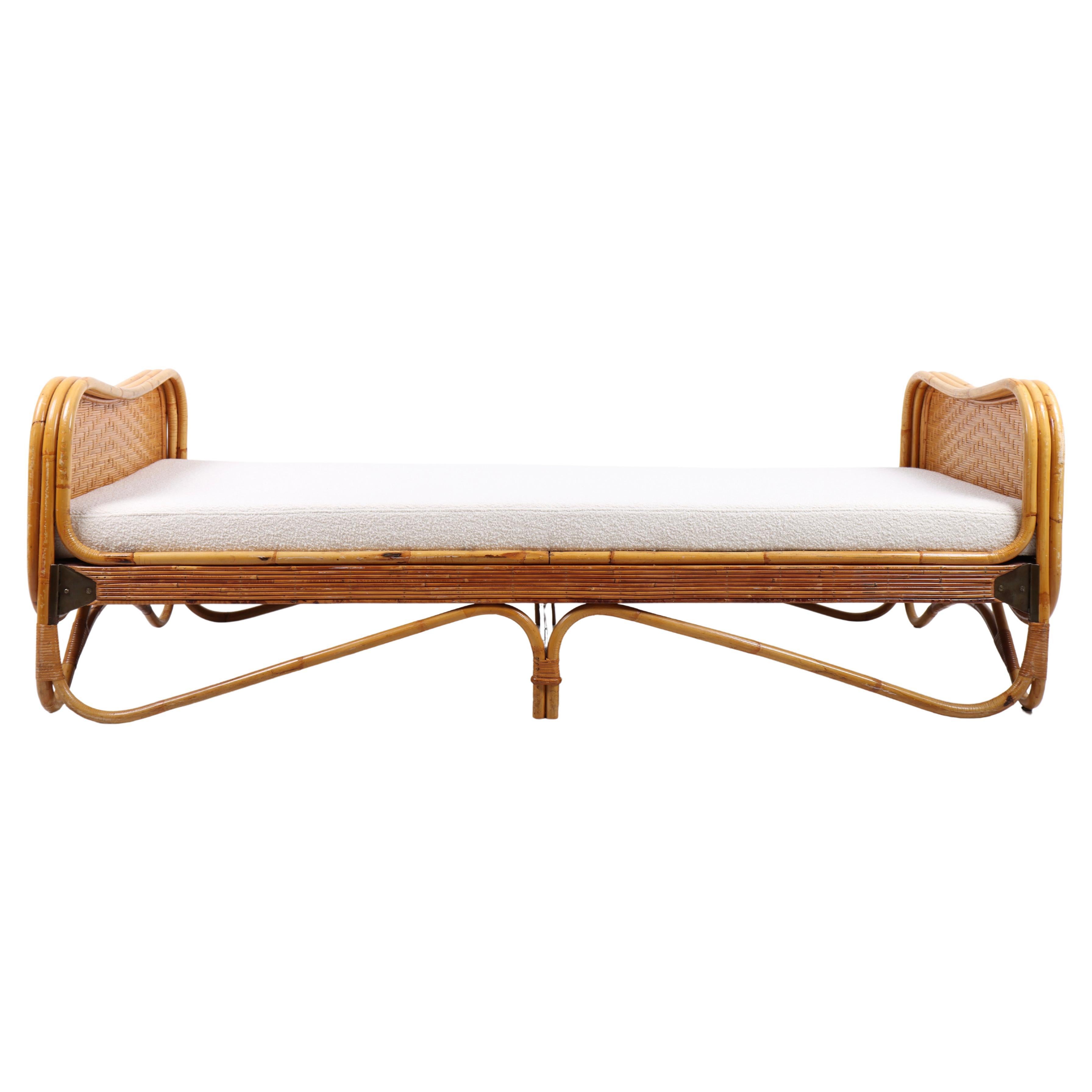 One of a Kind American Iron Daybed with Greek Key Cushion at 1stDibs