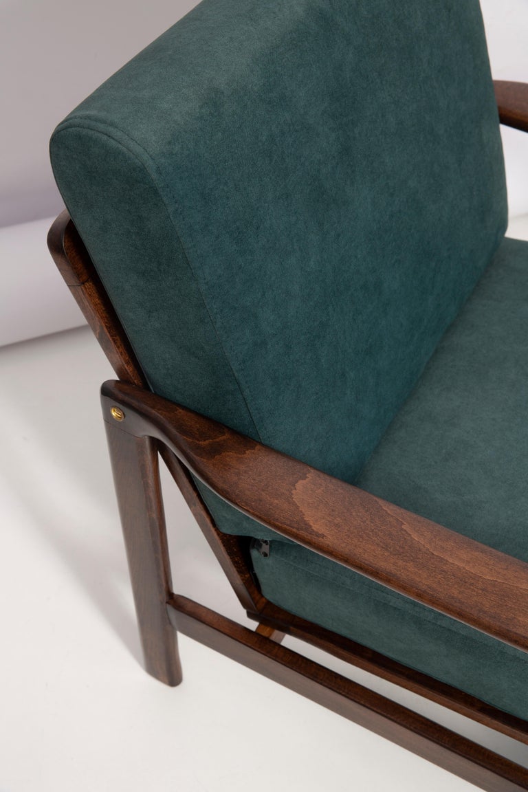 Midcentury Deep Green Velvet Armchair, Zenon Baczyk, Poland, 1960s For ...