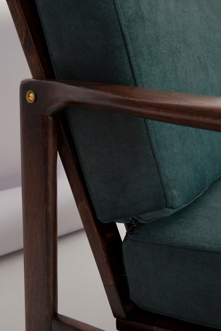 Midcentury Deep Green Velvet Armchair, Zenon Baczyk, Poland, 1960s For ...