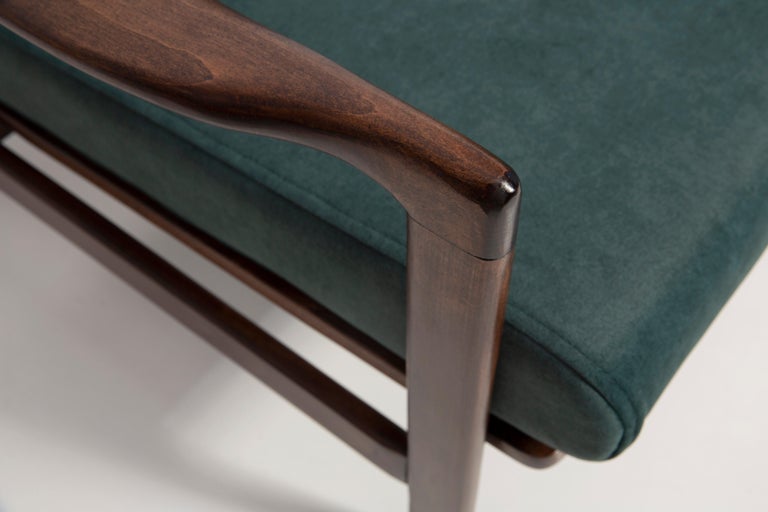 Midcentury Deep Green Velvet Armchair, Zenon Baczyk, Poland, 1960s For ...