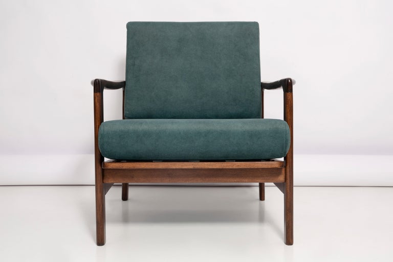 Midcentury Deep Green Velvet Armchair, Zenon Baczyk, Poland, 1960s For ...
