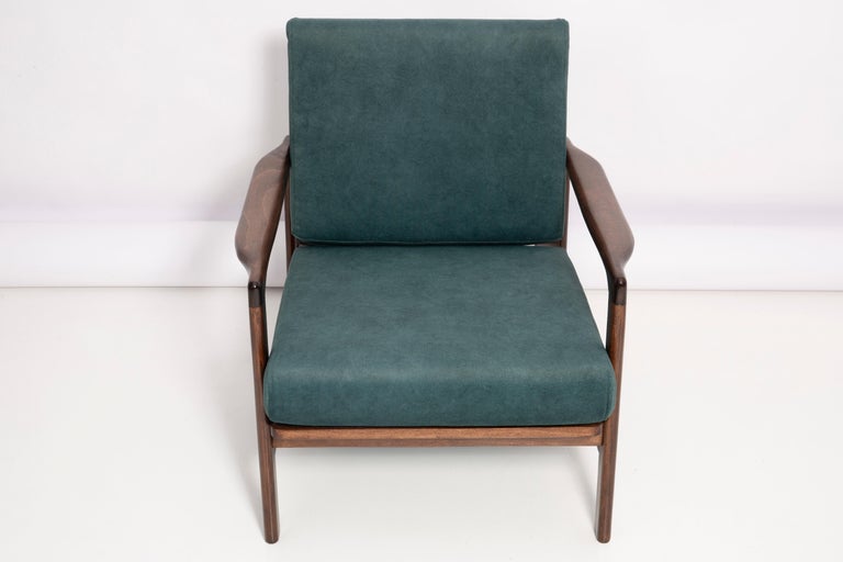 Midcentury Deep Green Velvet Armchair, Zenon Baczyk, Poland, 1960s For ...