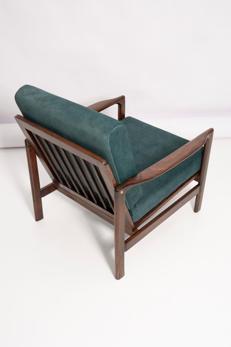 Midcentury Deep Green Velvet Armchair, Zenon Baczyk, Poland, 1960s For ...