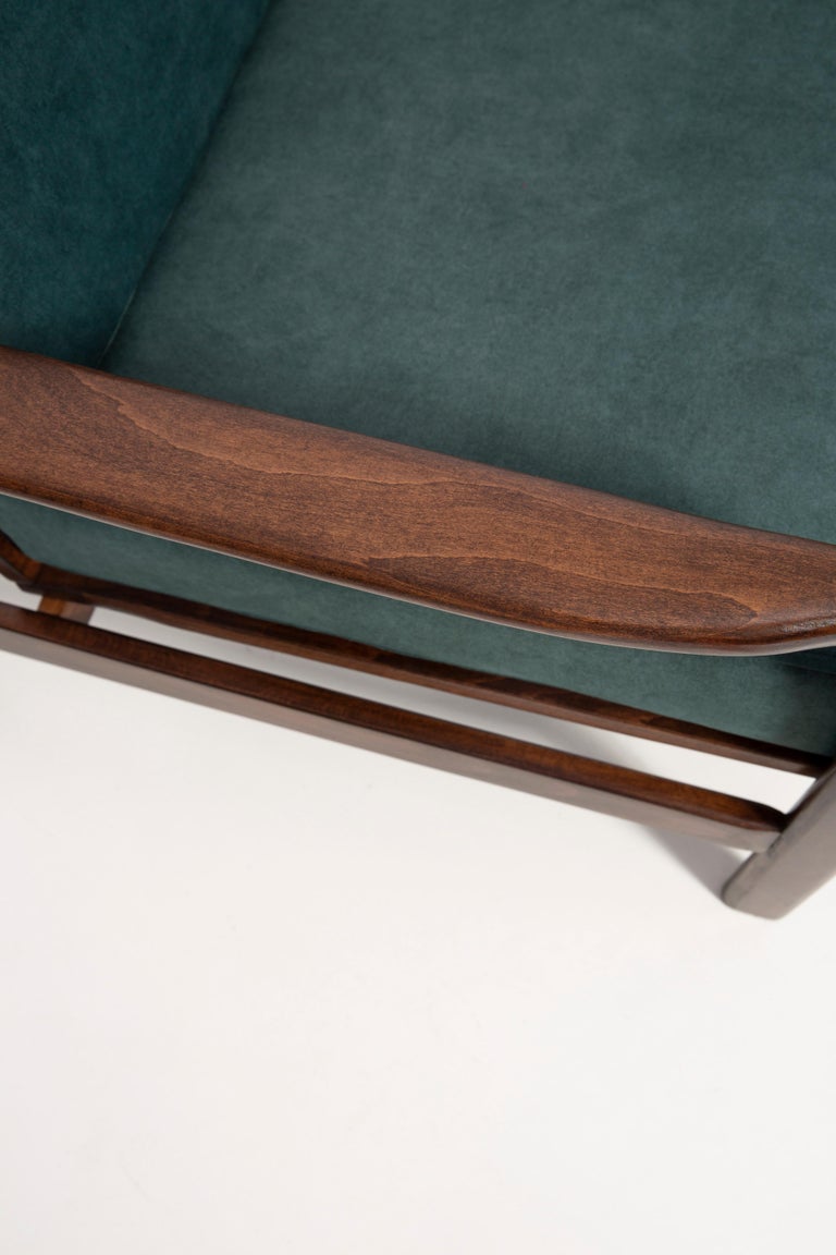 Midcentury Deep Green Velvet Armchair, Zenon Baczyk, Poland, 1960s For ...