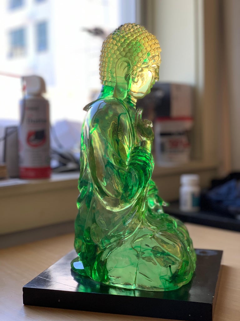 Midcentury Dorothy Thorpe Lucite Citrine Gautama Buddha Lotus Sculpture ...