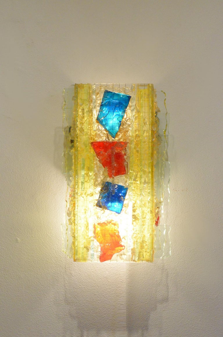 Midcentury Dutch Chartres Multicolored Glass Wall Sconce from Raak ...