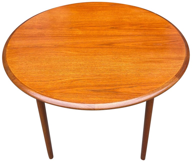 Midcentury Elliptical Oval Teak Expandable Dining Table '2' Leaves at ...