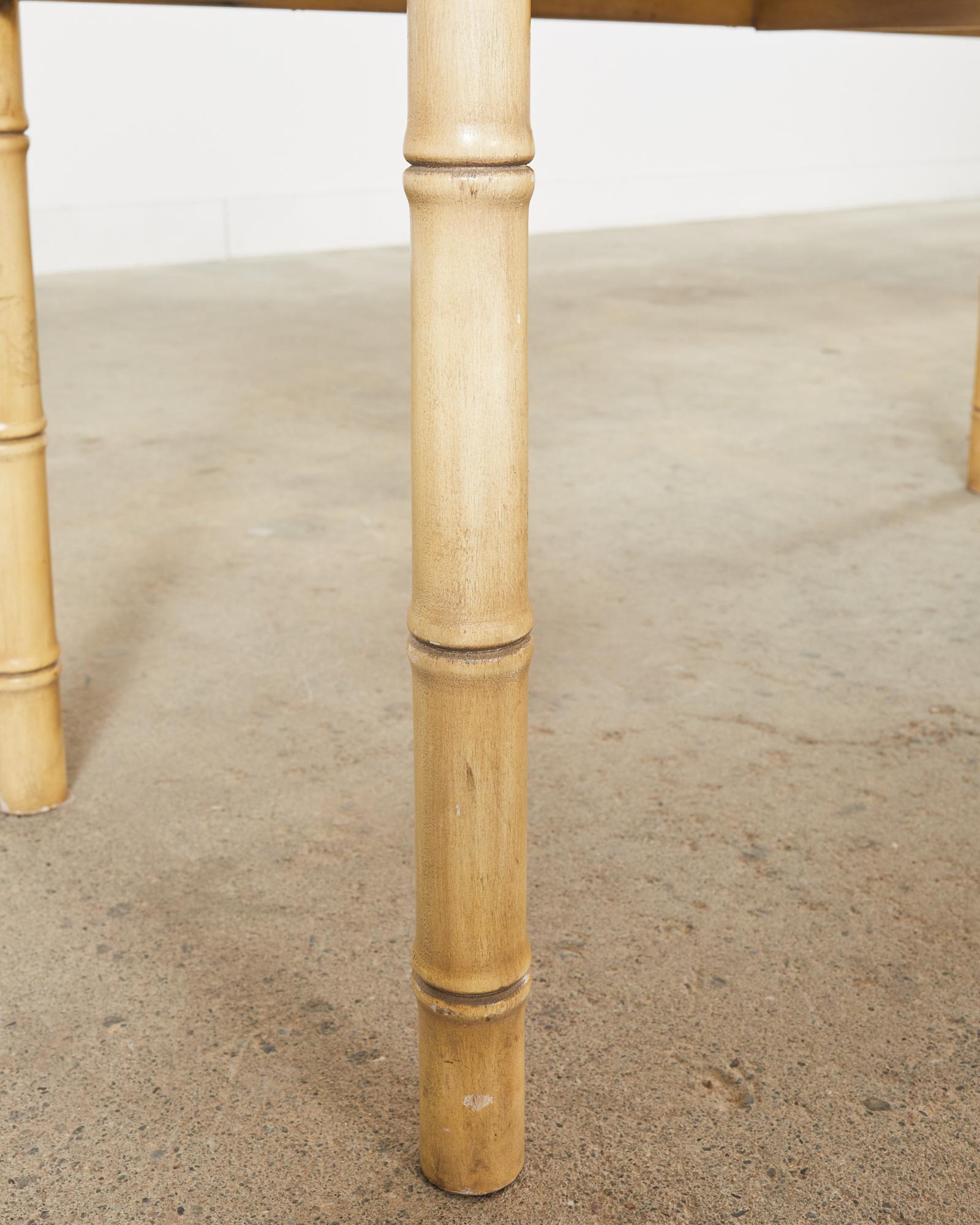 Midcentury Faux Bamboo Lacquered Writing Table or Desk For Sale at 1stDibs