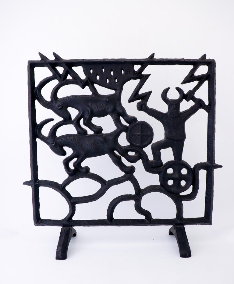 Midcentury Fire Screen Olle Hermansson, Husqvarna Cast Iron The Thunder ...