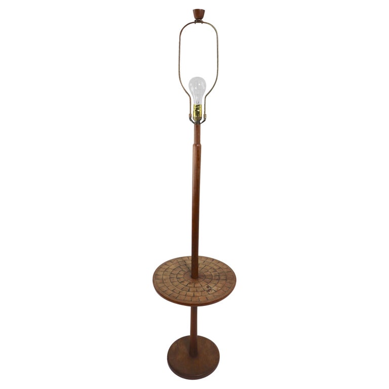 Mid Century Floor Pole Lamp with Table Surface Possibly Gordon Martz ...