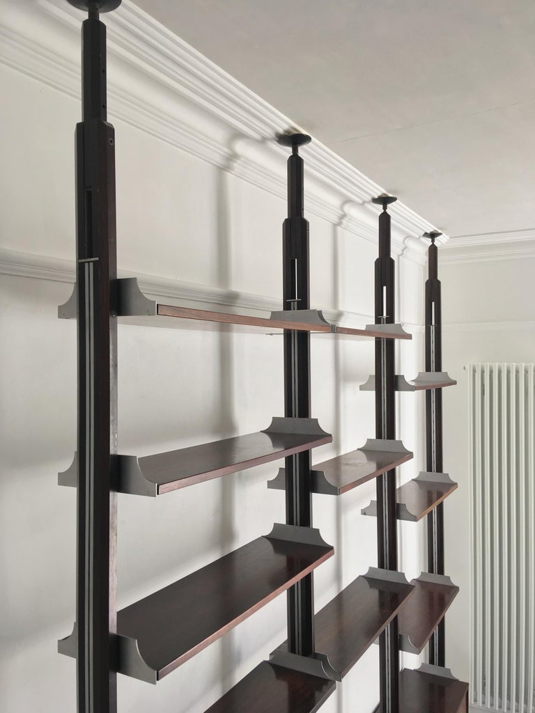 Midcentury Floor-to-Ceiling Shelving Unit by Stildomus, Italy 'Labelled ...