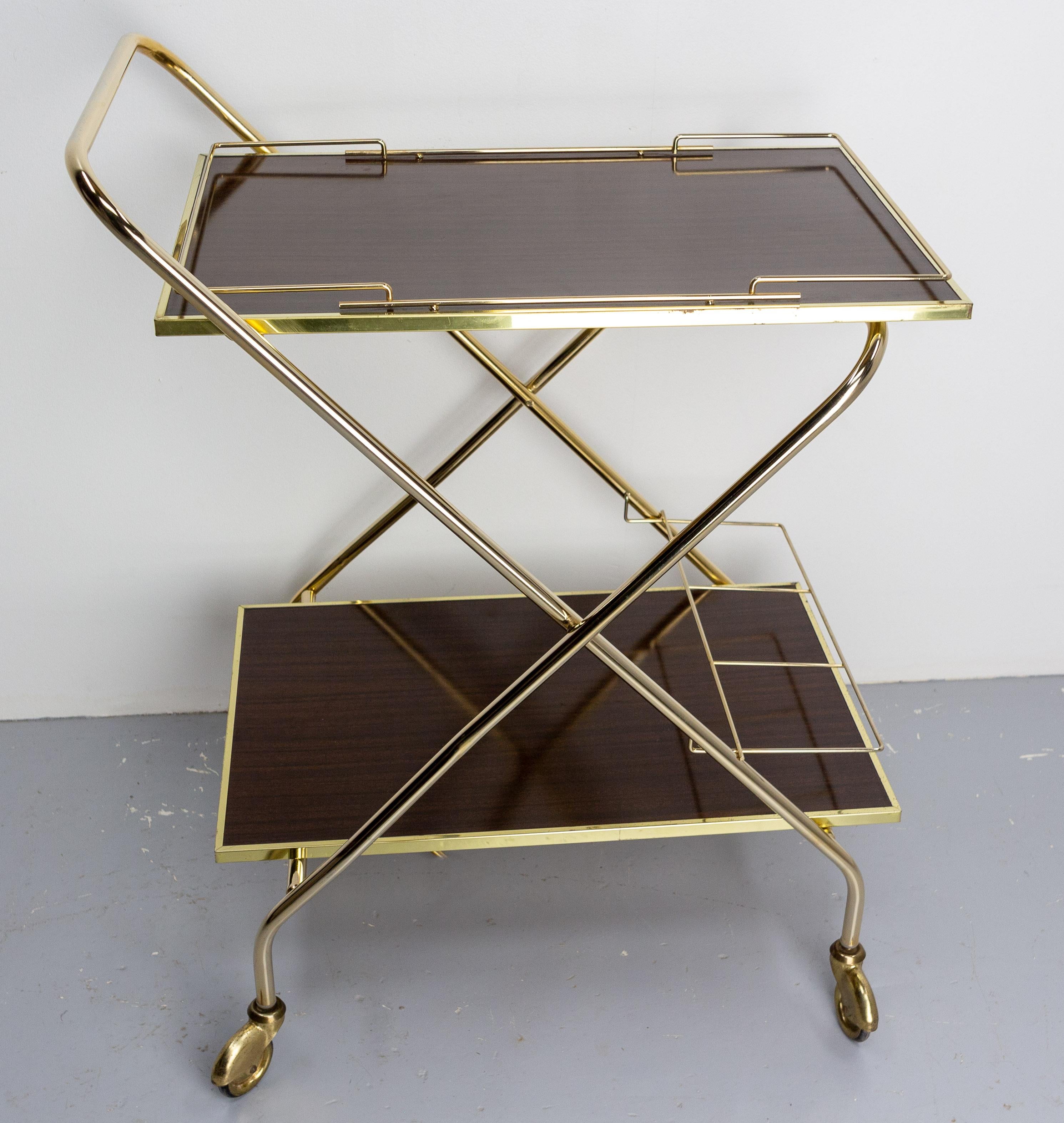 Midcentury Foldable Trolley Chrome and Stratified Wood, circa 1970 at ...