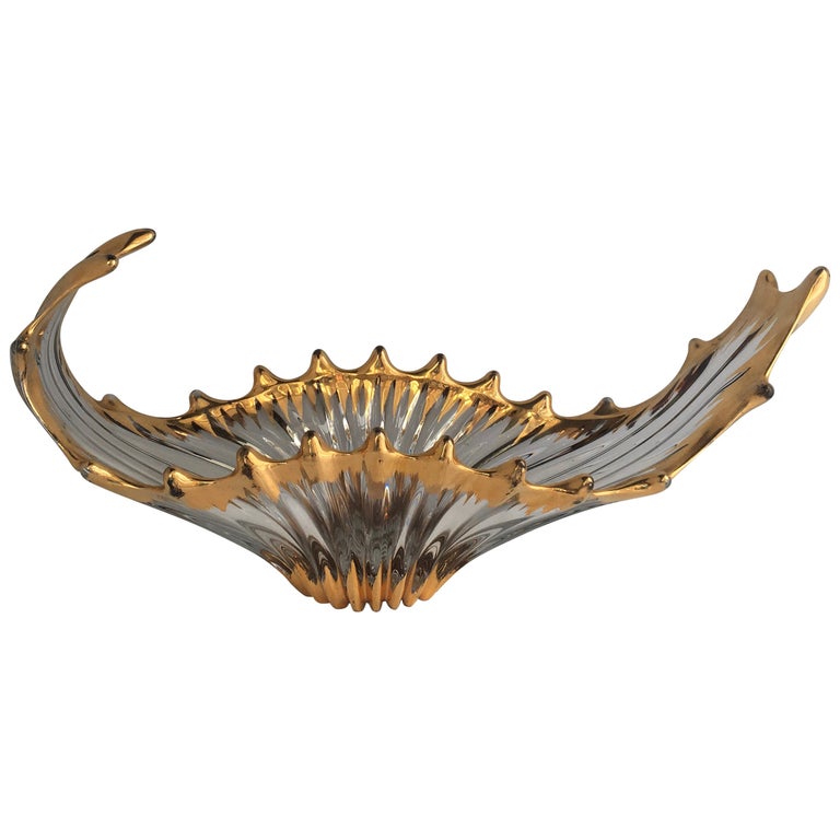 Midcentury Free Form Crystal Glass Centerpiece Attr. Cofrac Art Verrier ...