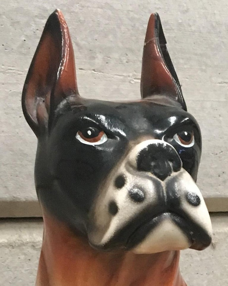 Midcentury French Ceramic Boxer Figurine, 1950s For Sale at 1stDibs