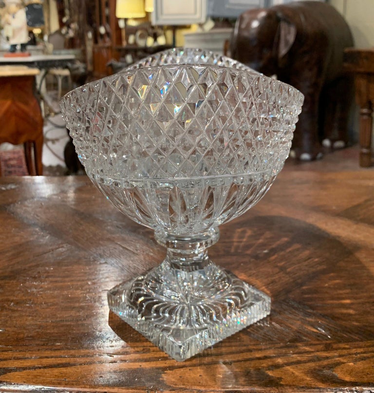 Midcentury French Cut Glass Crystal Decorative Bowl Centerpiece at 1stDibs