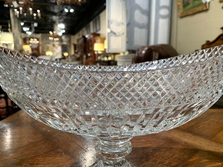 Midcentury French Cut Glass Crystal Decorative Bowl Centerpiece at 1stDibs