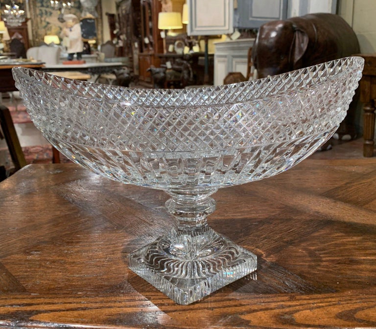 Midcentury French Cut Glass Crystal Decorative Bowl Centerpiece at 1stDibs