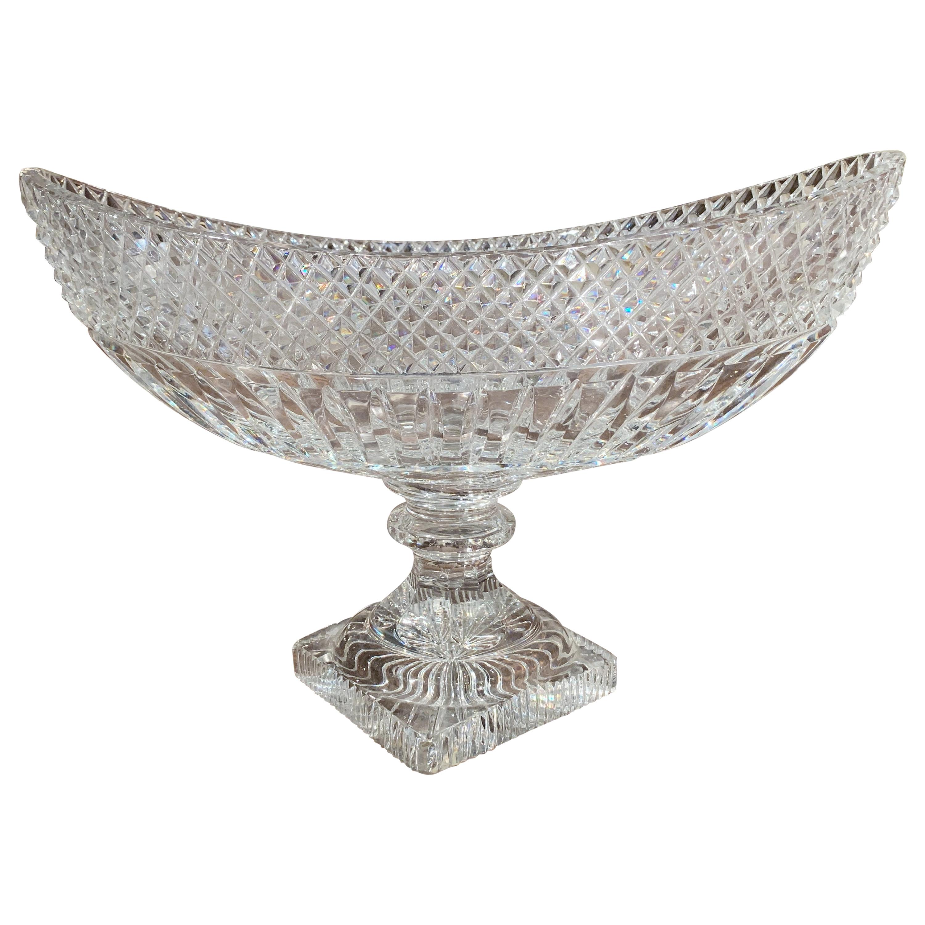 Midcentury French Cut Glass Crystal Decorative Bowl Centerpiece at 1stDibs