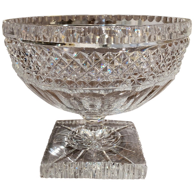 Midcentury French Cut Glass Crystal Decorative Compote Centerpiece Bowl ...