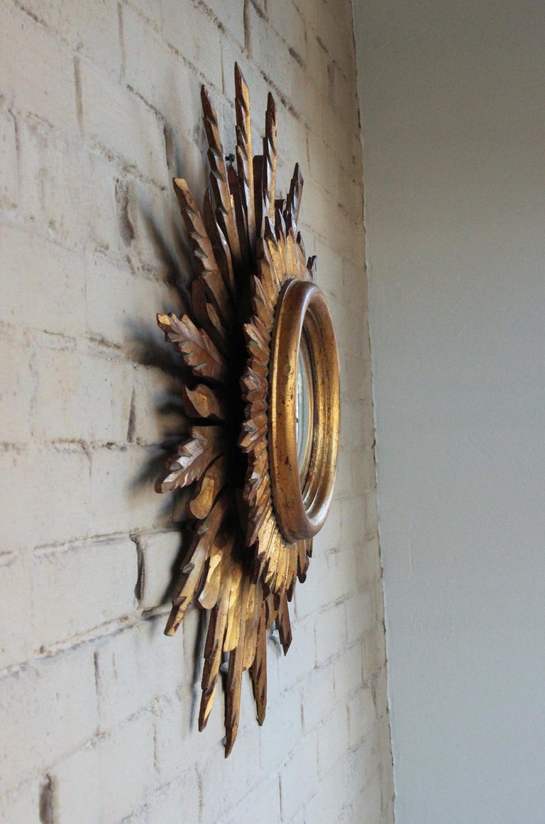 Midcentury French Double Layer Sunburst Mirror with Original Mirror ...