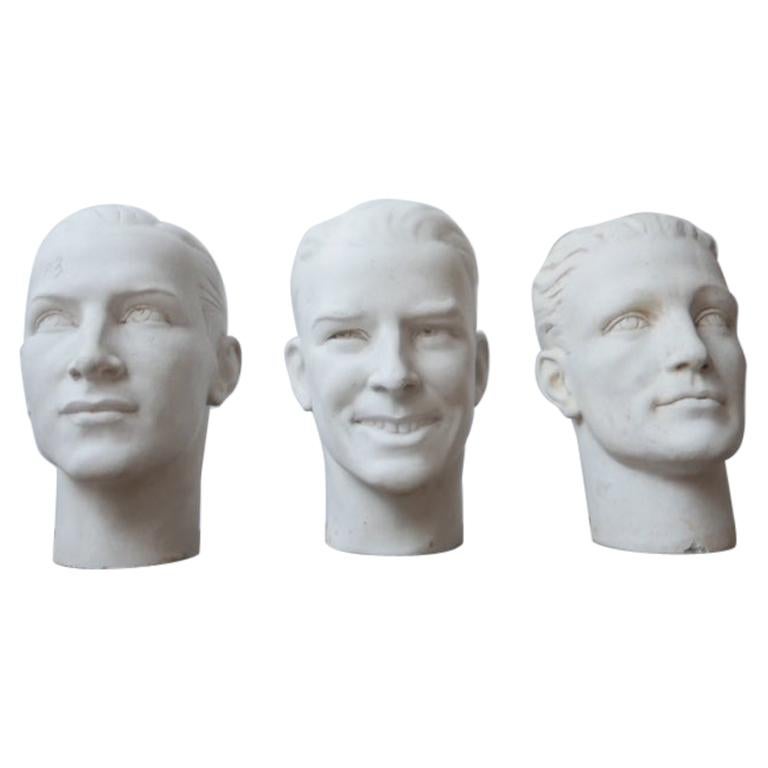 Midcentury French Plaster Mannequin Mould Heads at 1stDibs | plaster heads