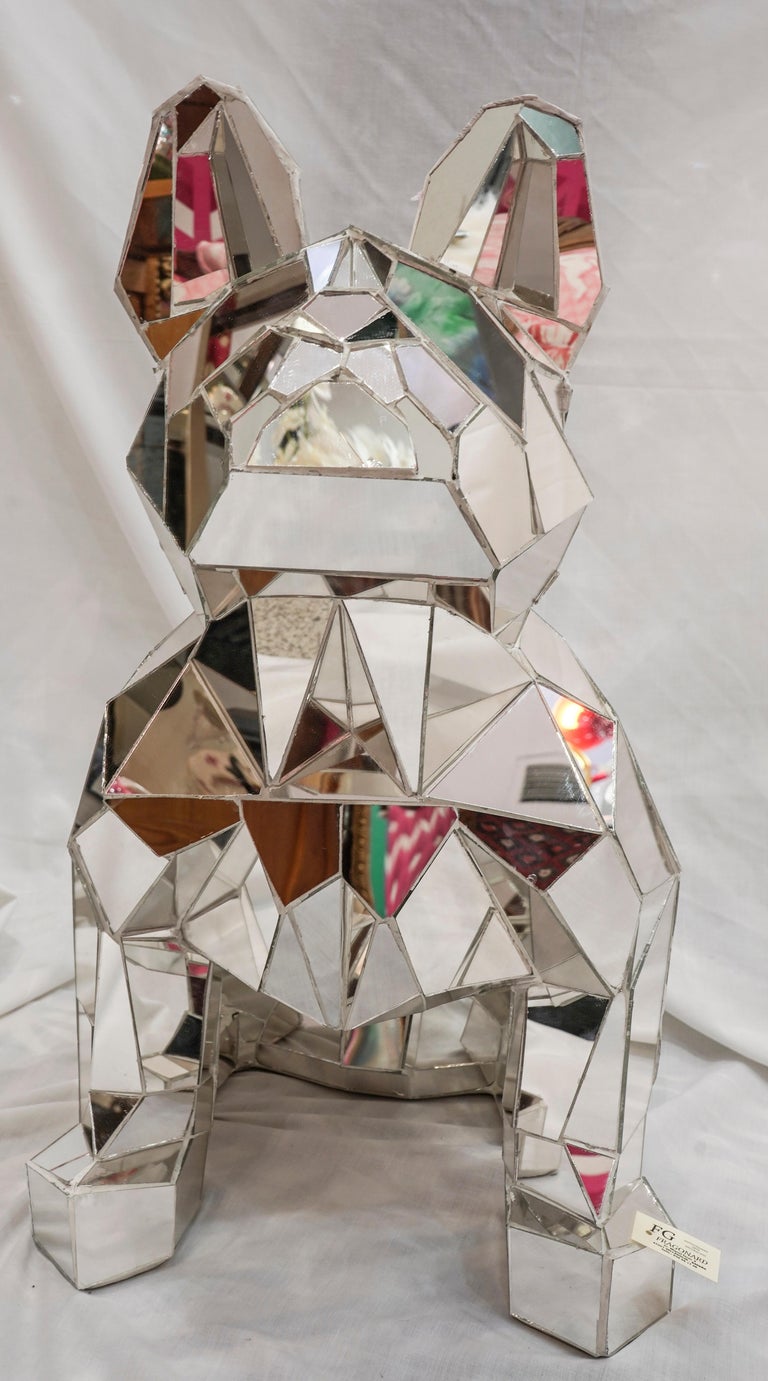 Midcentury French Polyhedron Crystals Mirrors Bulldog Sculpture, 1960s ...