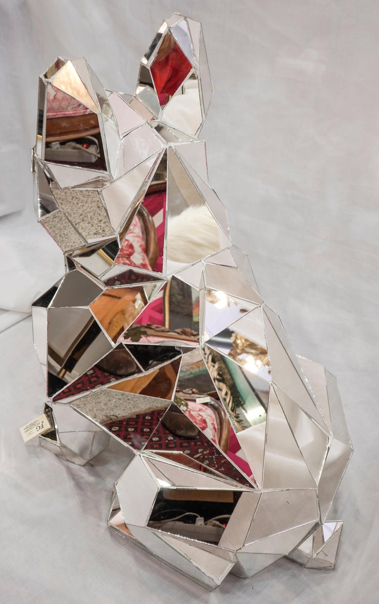 Midcentury French Polyhedron Crystals Mirrors Bulldog Sculpture, 1960s ...