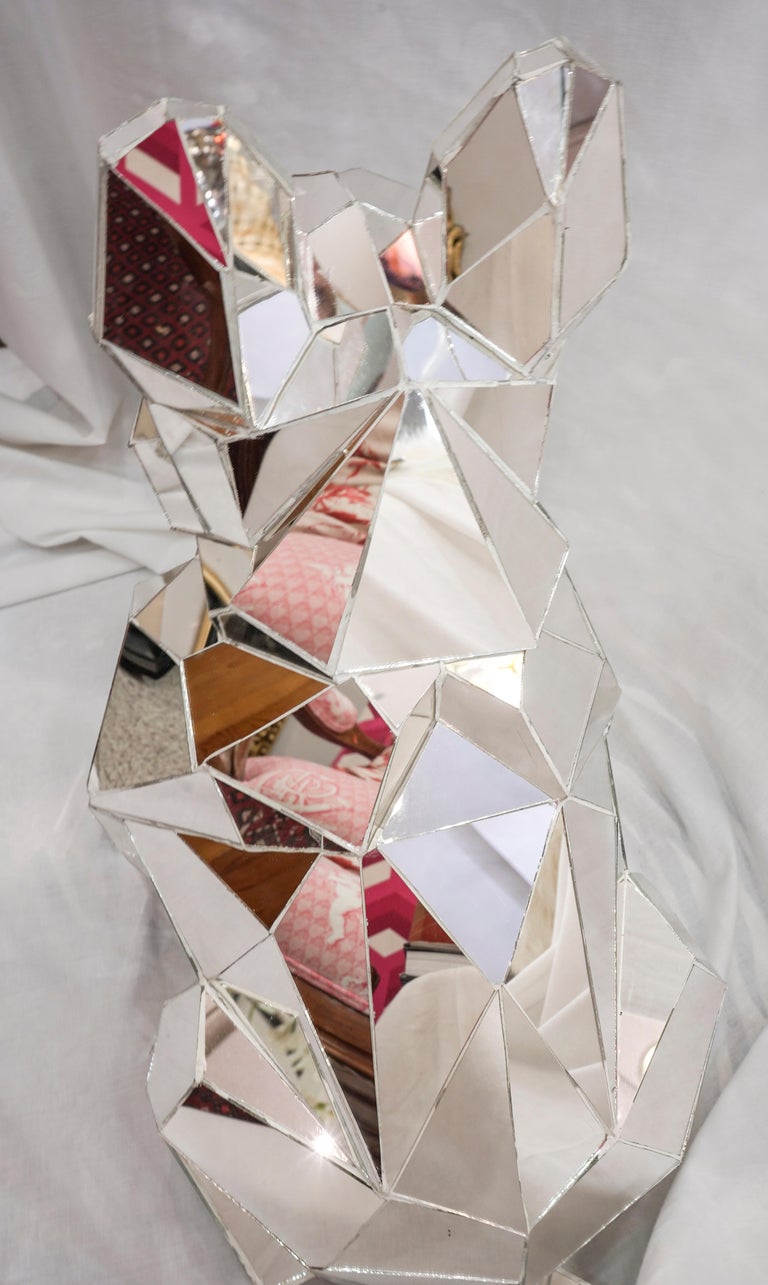 Midcentury French Polyhedron Crystals Mirrors Bulldog Sculpture, 1960s ...