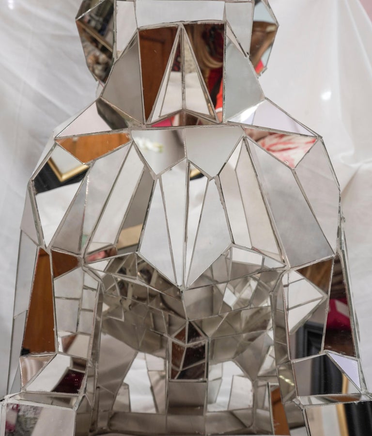 Midcentury French Polyhedron Crystals Mirrors Bulldog Sculpture, 1960s ...