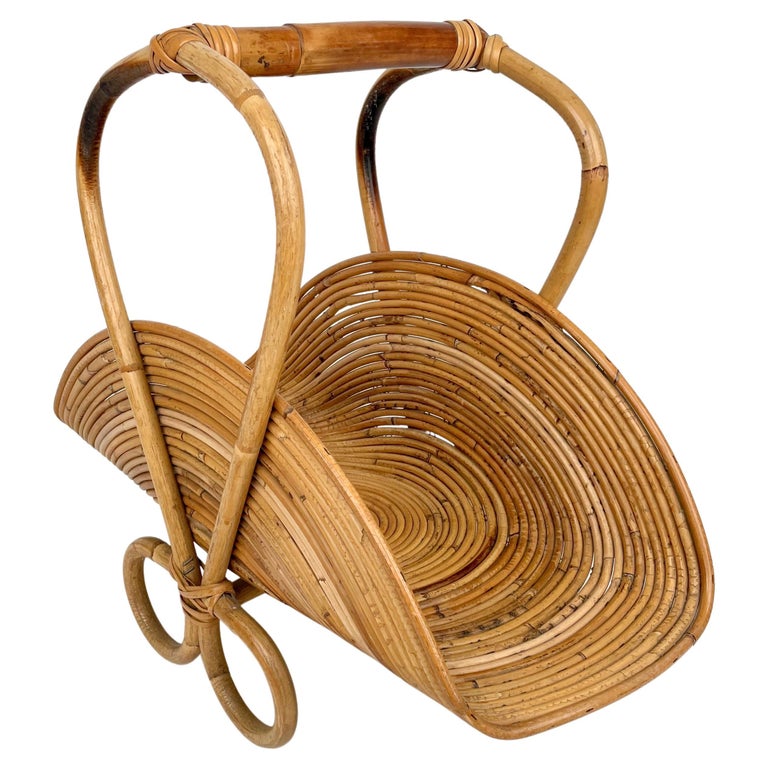 Midcentury French Riviera Bamboo and Rattan Magazine Rack, Italy 1960s ...