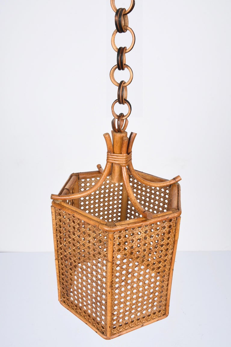 Midcentury French Riviera Hexagonal Rattan and Wicker Italian ...