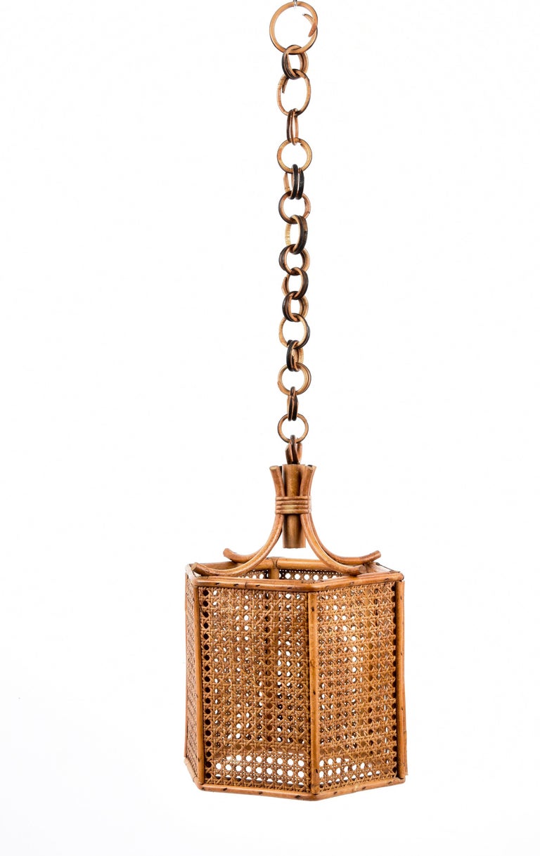 Midcentury French Riviera Hexagonal Rattan and Wicker Italian ...