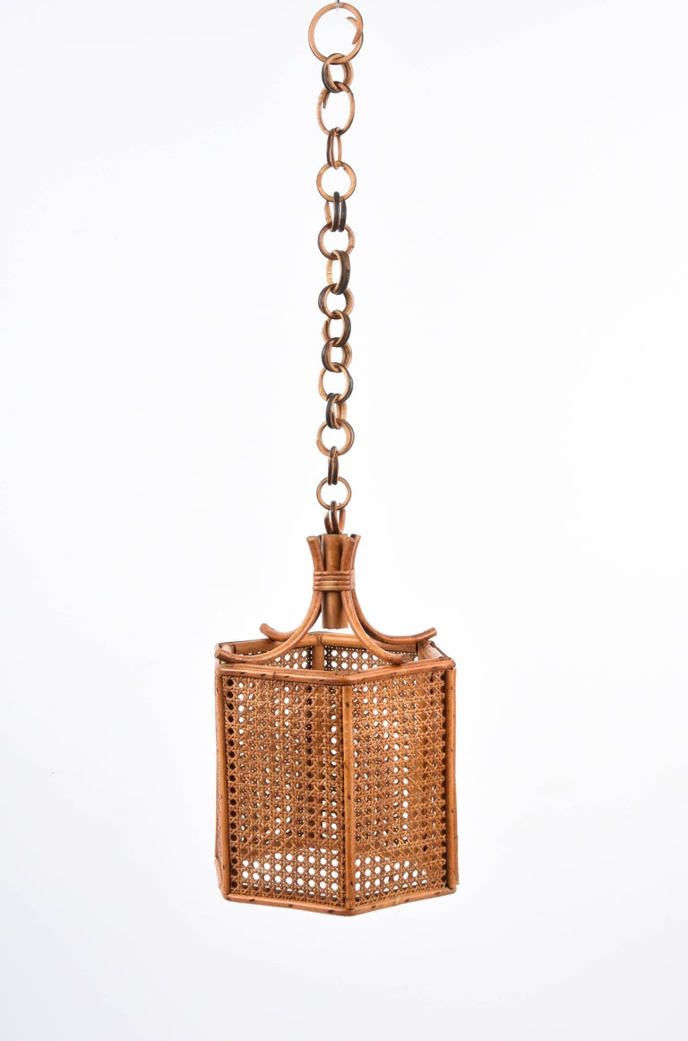 Midcentury French Riviera Hexagonal Rattan and Wicker Italian ...