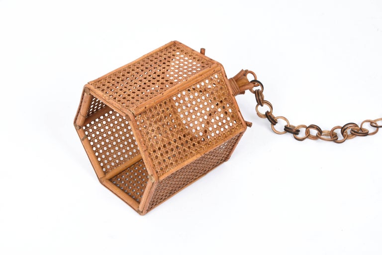Midcentury French Riviera Hexagonal Rattan and Wicker Italian ...