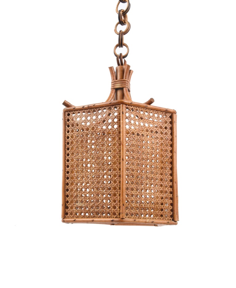 Midcentury French Riviera Hexagonal Rattan and Wicker Italian ...