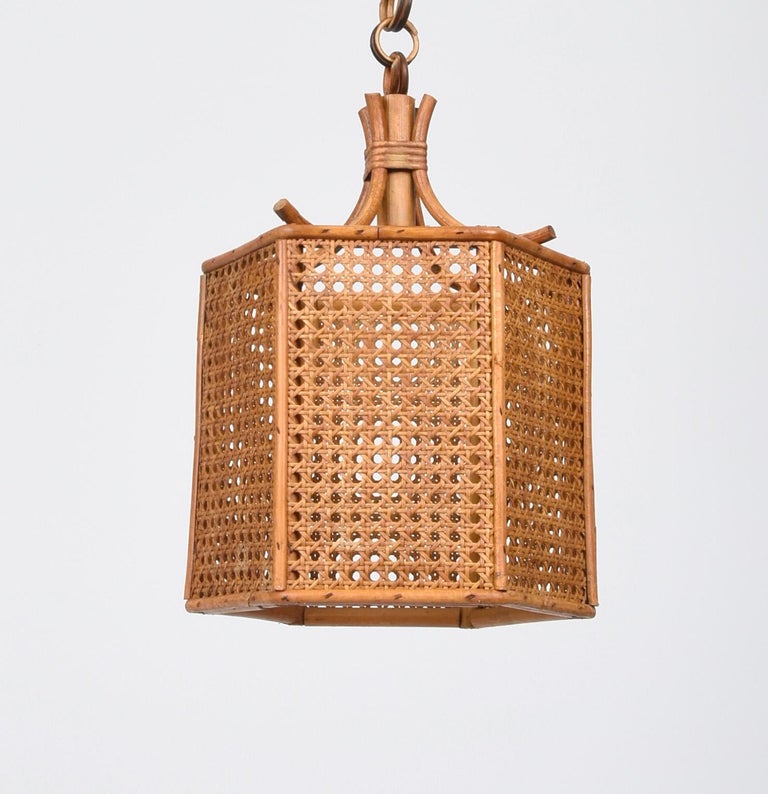 Midcentury French Riviera Hexagonal Rattan and Wicker Italian ...