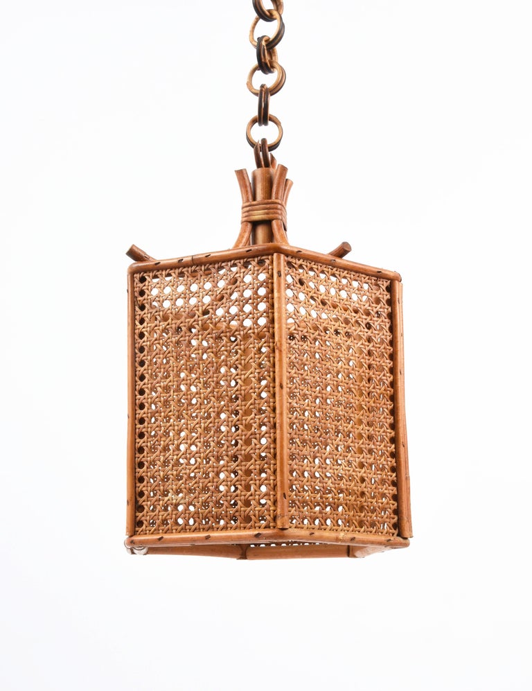 Midcentury French Riviera Hexagonal Rattan and Wicker Italian ...