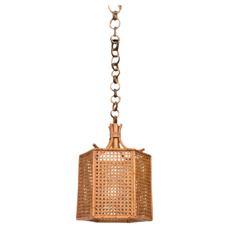 Midcentury French Riviera Hexagonal Rattan and Wicker Italian ...