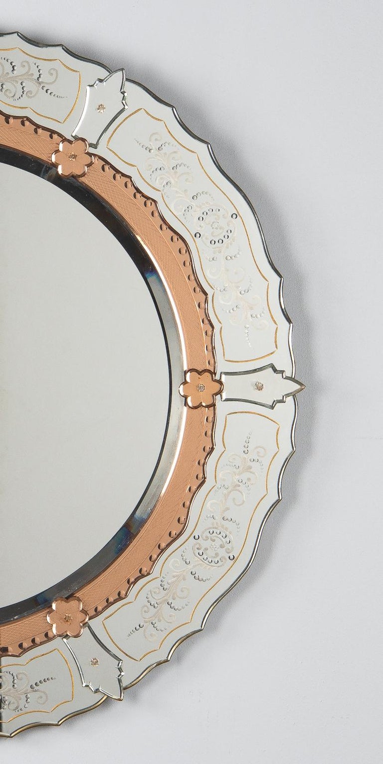 Midcentury French Round Venetian Mirror For Sale at 1stDibs
