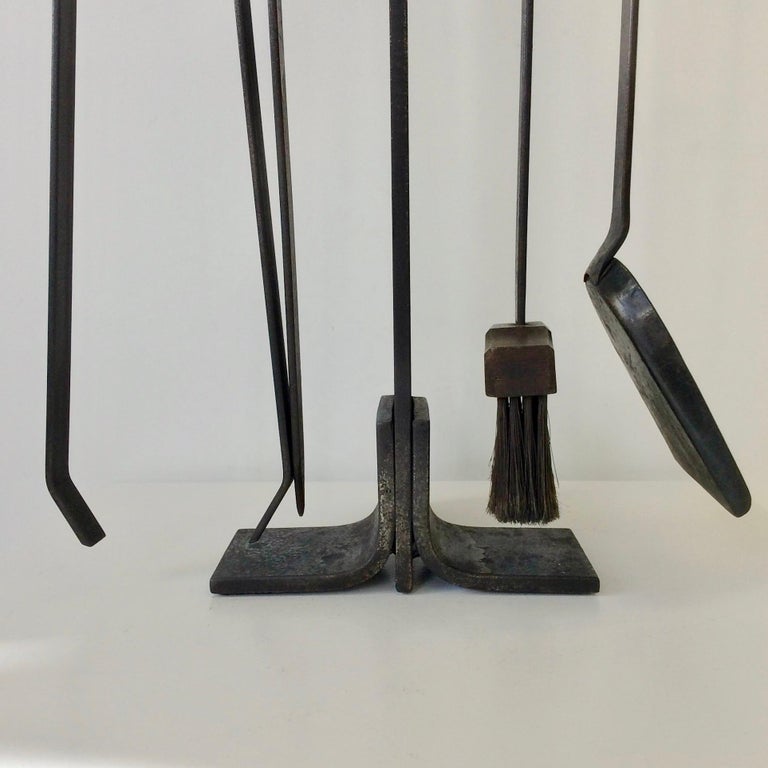 Midcentury French Wrought Iron Fireplace Tools, circa 1960 at 1stDibs