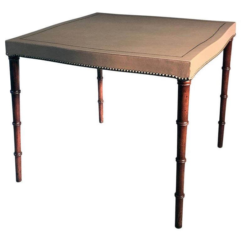 Midcentury Game Table Upholstered in Taupe Leather, by Barnard and ...