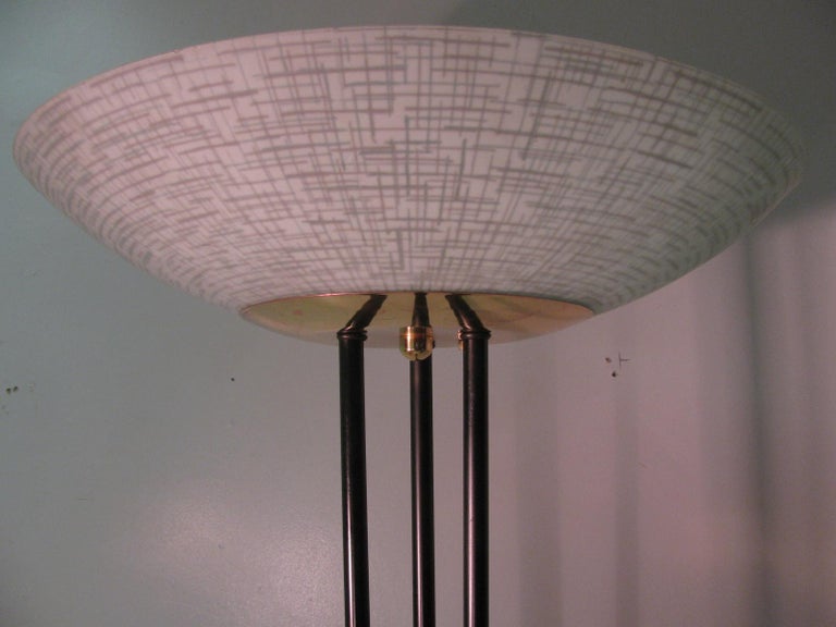 Mid Century Modern Gerald Thurston Torchiere Lamp with Glass Dish Shade ...