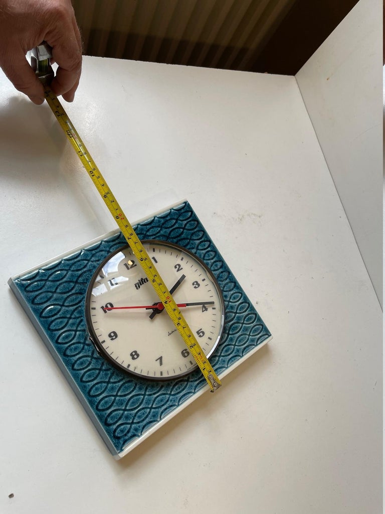 Mid Century German Porcelain Wall Clock in Blue Glaze by Gifa, 1960s ...