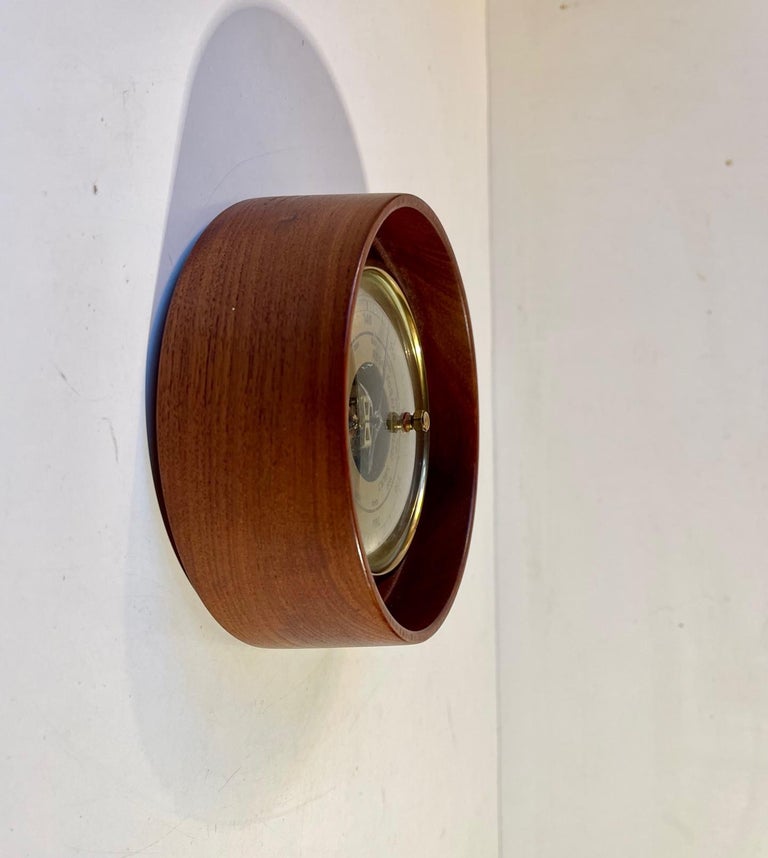 Midcentury German Teak and Brass Weather Station from Fischer, 1970s ...