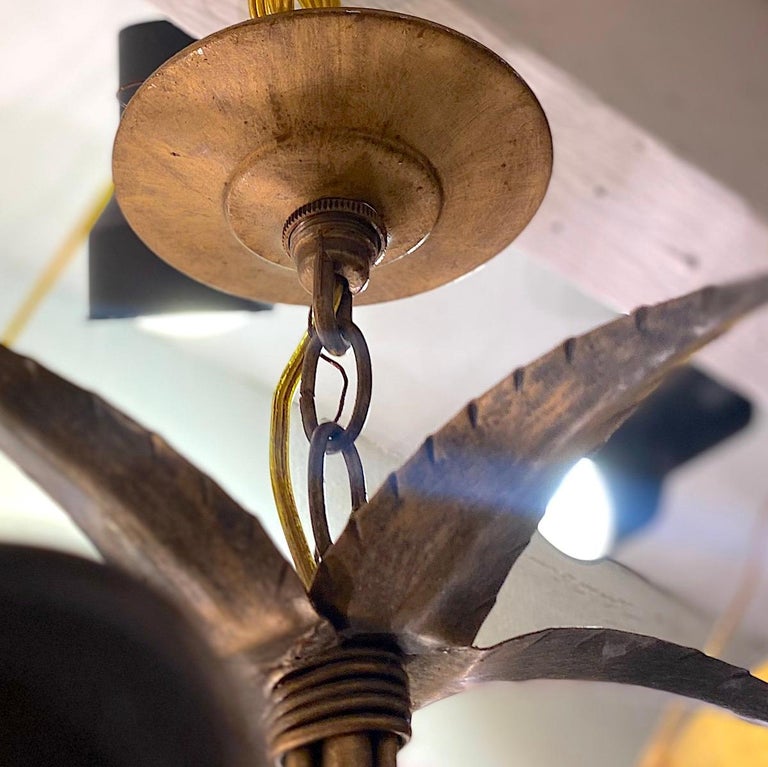 Midcentury Gilt Metal Light Fixture For Sale at 1stDibs