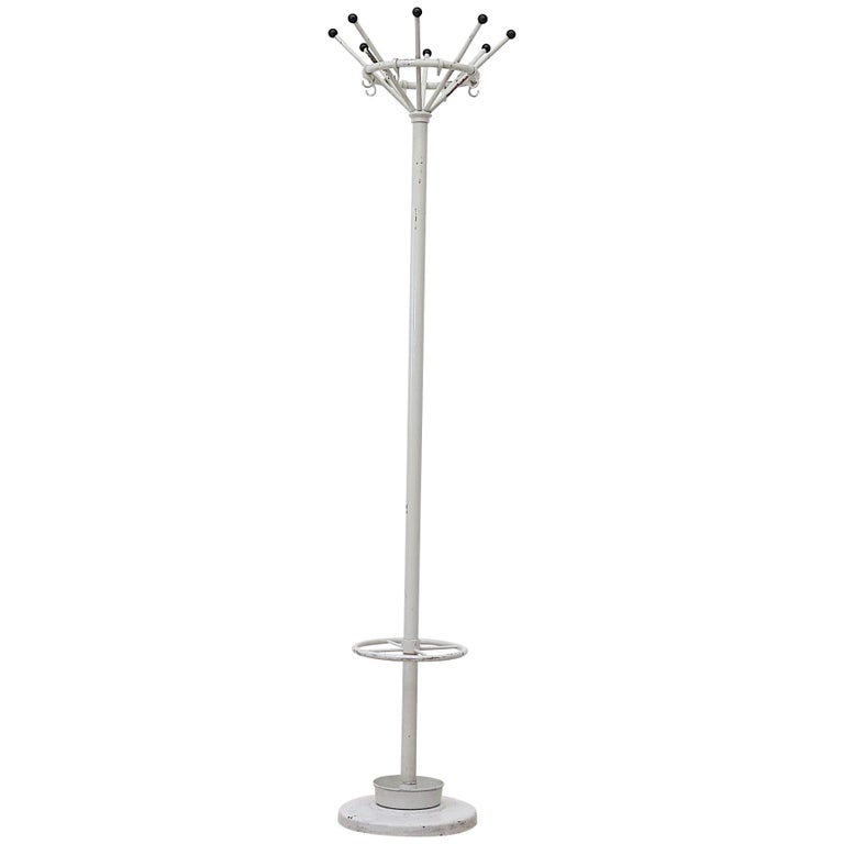 Midcentury Gispen Grey Enameled Metal Coat Tree For Sale at 1stDibs